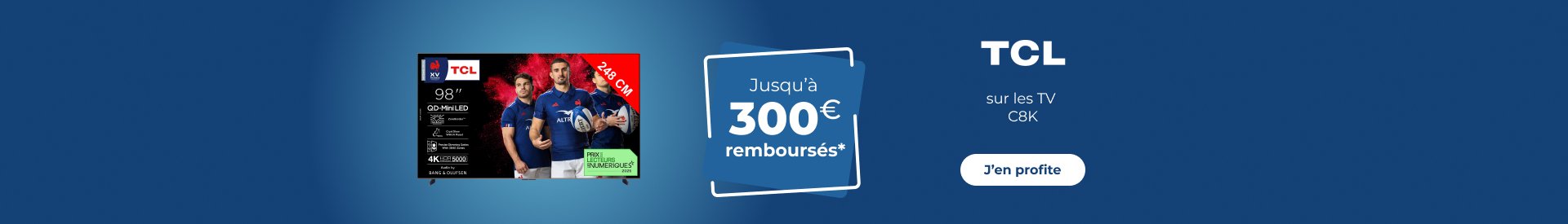 TCL Téléviseur LCD , Taille de l'écran : 133 à 159 cm (53 à 62'') , Classe énergétique 2021 : F